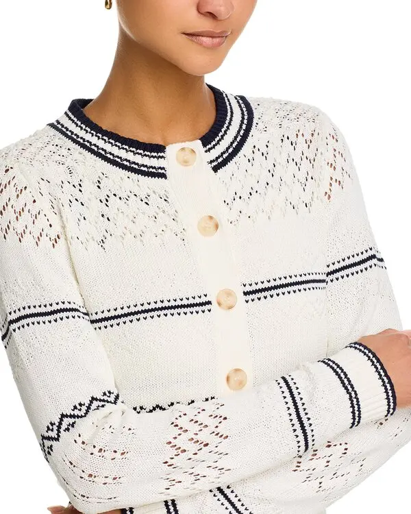 Aqua Crochet Pointelle Cardigan