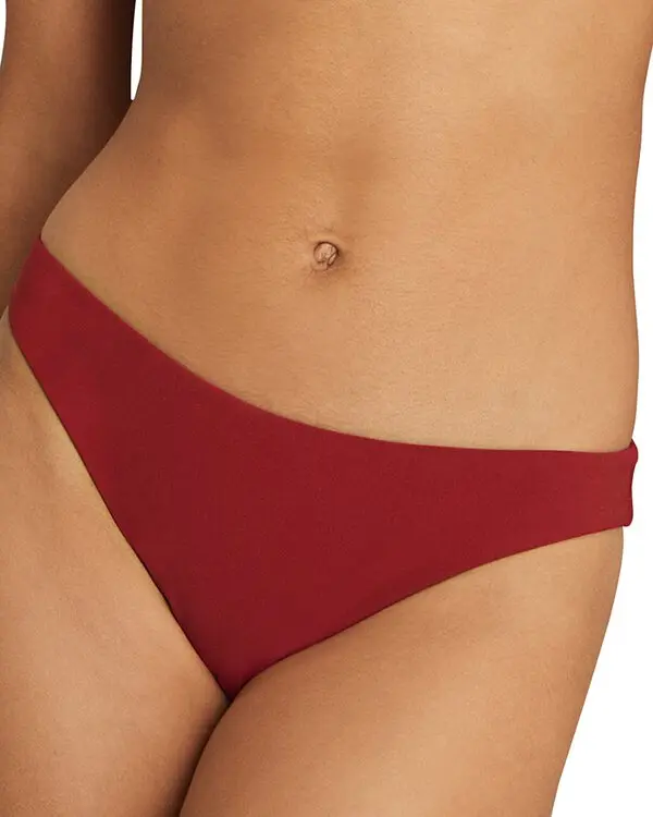 REISS Nara Fixed Side Bikini Bottom - Dark Red