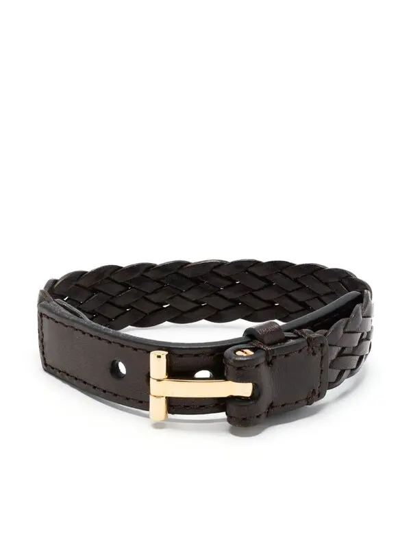 TOM FORD Braided Leather Bracelet - Brown