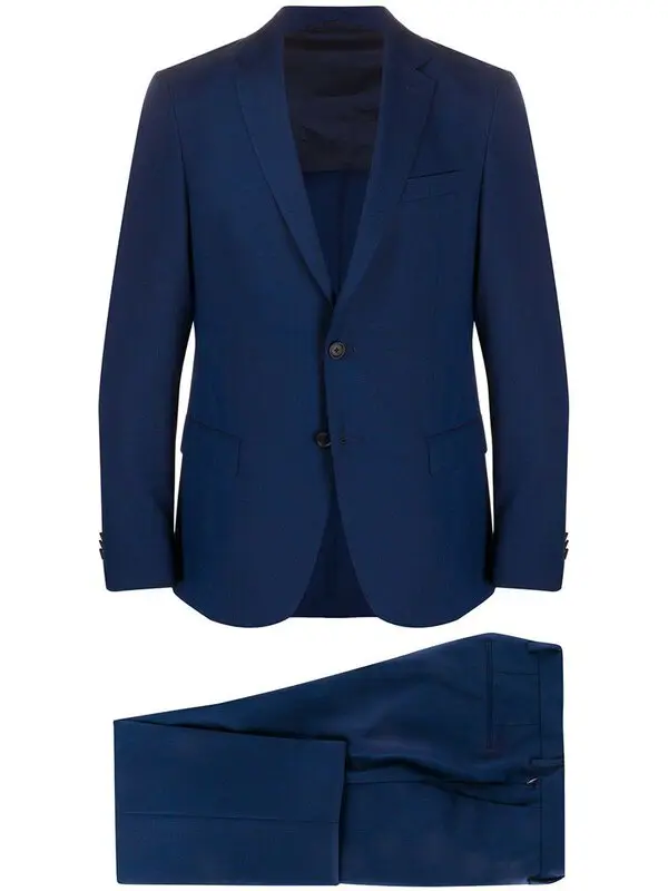 BOSS Virgin Wool Single-breasted Two-piece Suit - Blue