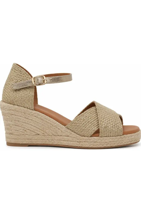 MENINA STEP Jimena Woven Crisscross Wedges - Gold
