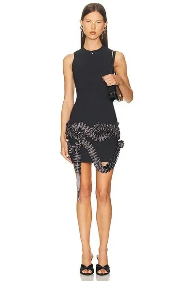Coperni Pleated Ribbon Jersey Dress