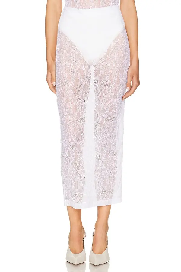 Wardrobe.NYC Lace Tube Skirt - White