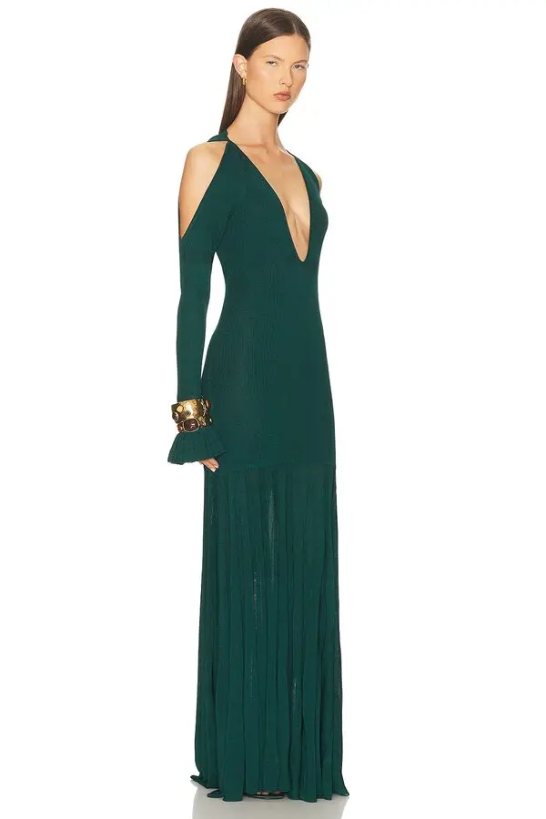 Christopher John Rogers Cold Shoulder Maxi Dress