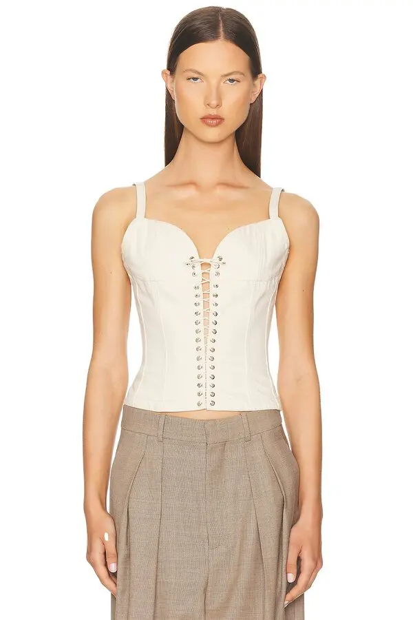 LUDOVIC DE SAINT SERNIN Cleavage Bustier Top - White Optical