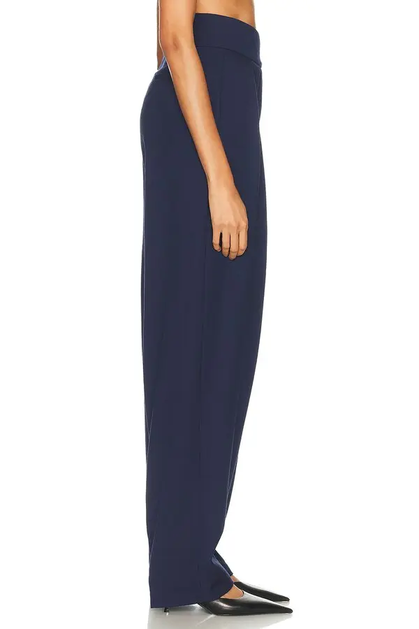 HELSA Wool High Waist Pleated Suit Trouser - Navy