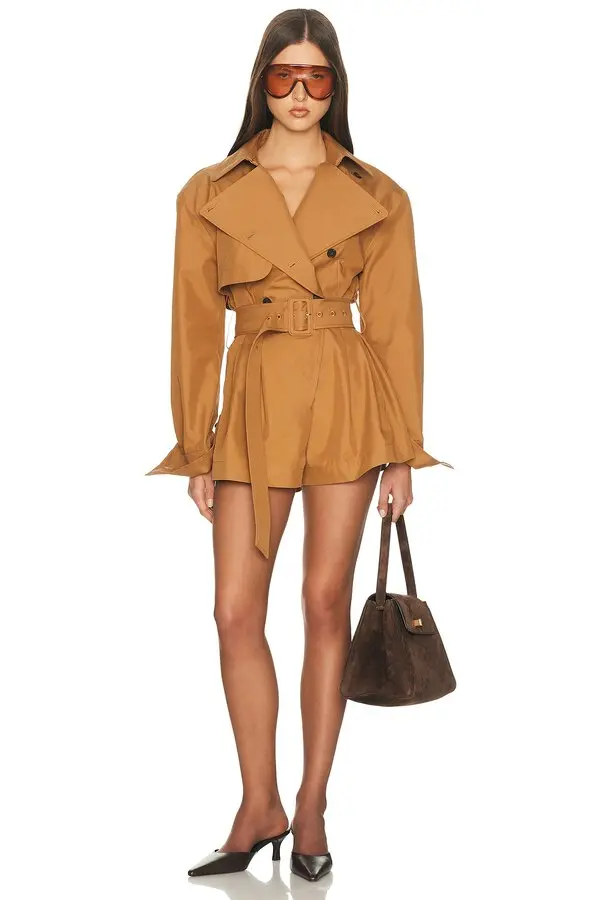 HELSA The Short Trench Jumpsuit - Cedar