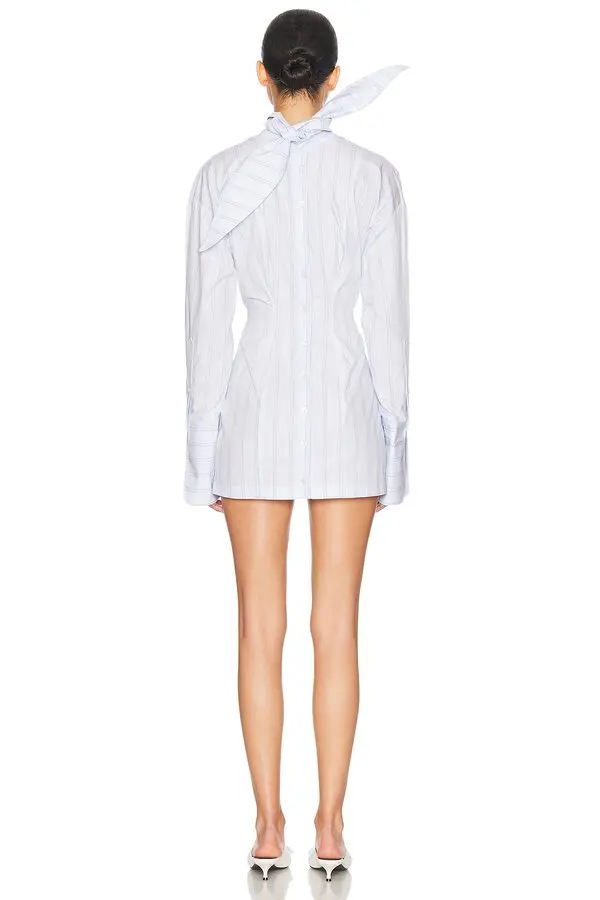 Helsa Stripe Poplin Shirt Dress - Blue Multi Stripe | Editorialist
