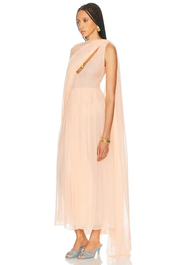 HELSA The Sabine Silk Chiffon Dress - Peach