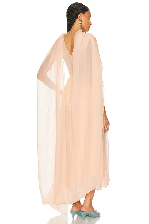 HELSA The Sabine Silk Chiffon Dress - Peach