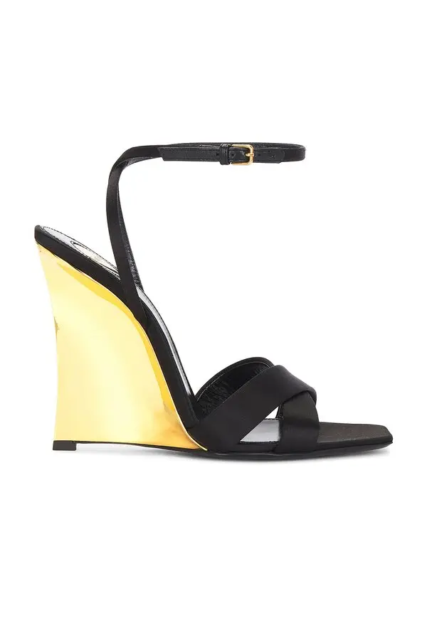 Saint Laurent Lydia Wedge Sandal - Nero