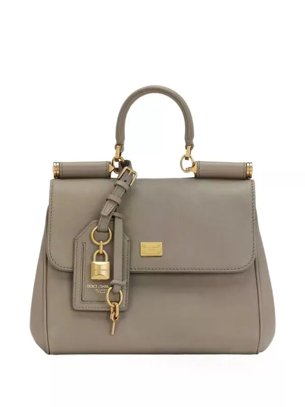 Dolce & Gabbana My Sicily Leather Handbag With Padlock - Grey