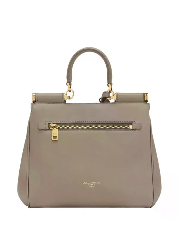 Dolce & Gabbana My Sicily Leather Handbag With Padlock - Grey