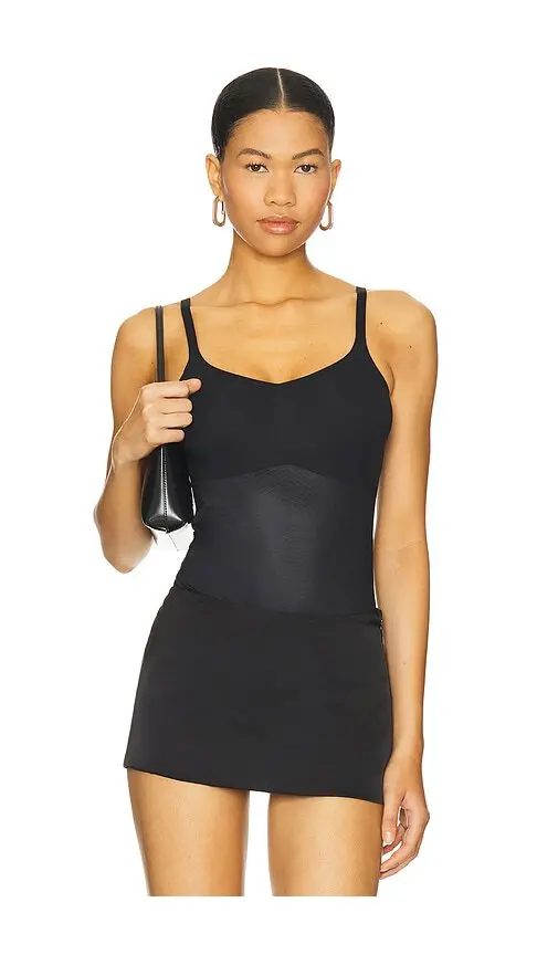Spanx Shape Invisible Cami Thong Bodysuit - Very Black