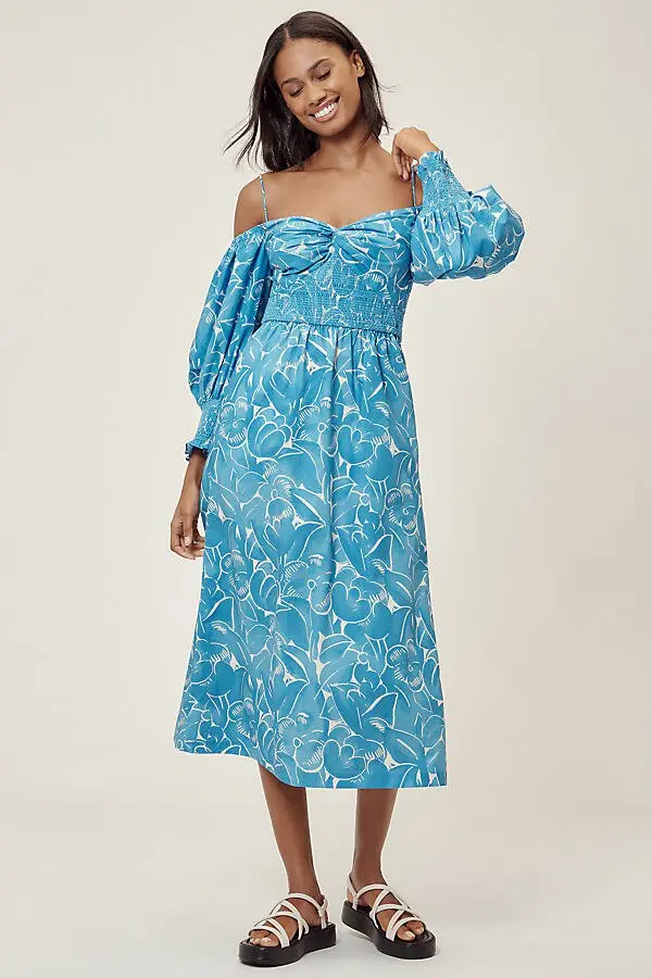 blue full of flowers organic cotton midi dress Jovani 37080 Homecoming Dress Size 16 Royal Lace Ruffle Corset – Glass  Slipper Formals main image 0