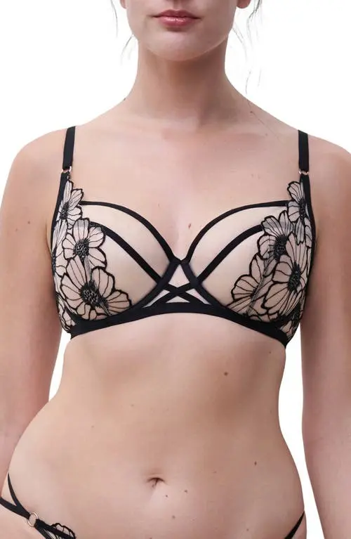 Chantelle Unlined Underwire Bra - Black/ Rose