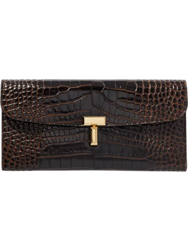 TOTEME T-lock Croc-effect Leather Wallet - Brown
