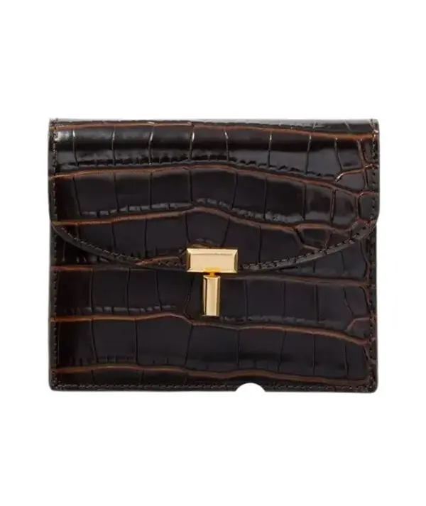 TOTÊME T-lock Croc-effect Leather Cardholder - Brown