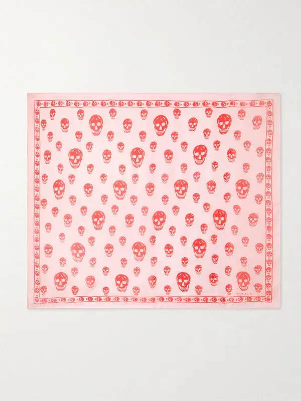 Alexander McQueen Printed Silk-chiffon Scarf - Red
