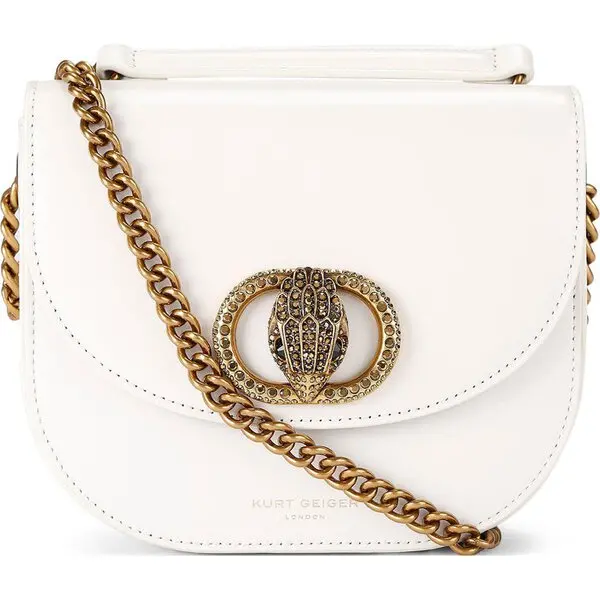 Kurt Geiger Chelsea Leather Saddle Bag - Natural
