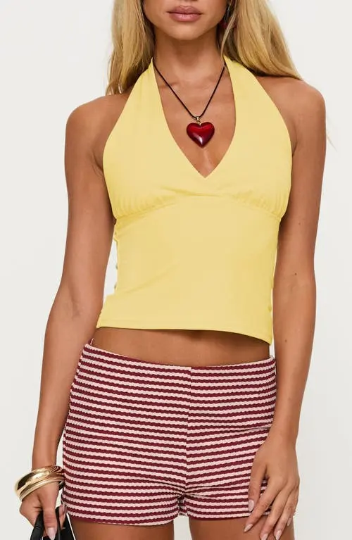 Princess Polly Whimsy Crop Halter Top - Lemon