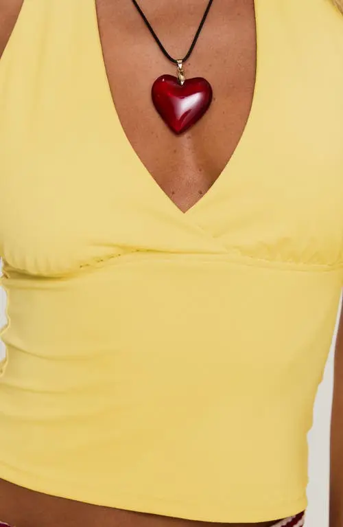 Princess Polly Whimsy Crop Halter Top - Lemon