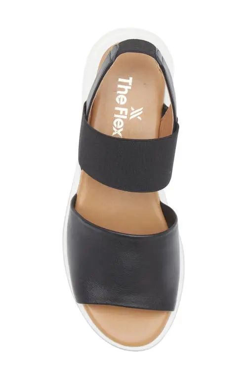 The Flexx Tuana Platform Wedge Slingback Sandal - Black Softy