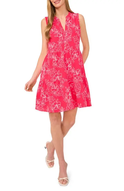 CECE DUPRAZ Floral Print Sleeveless Mini Dress