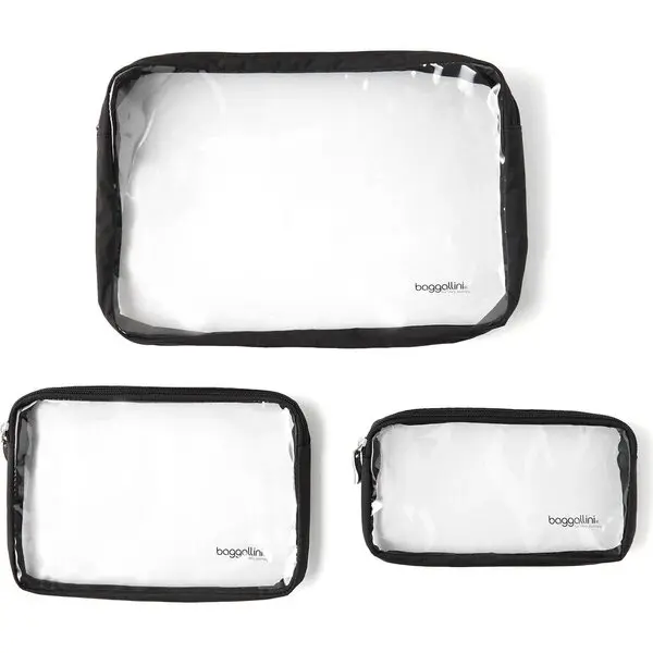 BAGGALLINI Clear Travel Pouch 3-piece Set - Black