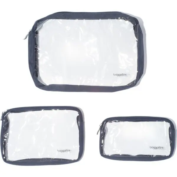 BAGGALLINI Clear Travel Pouch 3-piece Set - French Navy