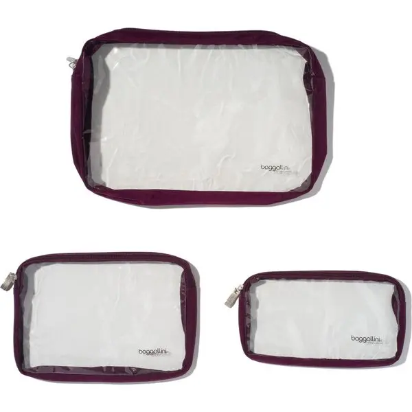 BAGGALLINI Clear Travel Pouch 3-piece Set - Mulberry
