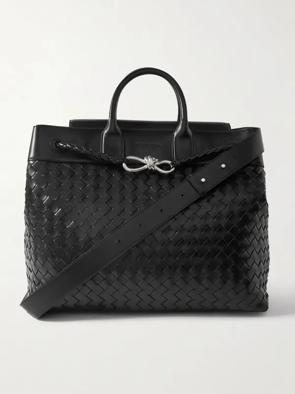Bottega Veneta Andiamo Large Intrecciato Leather Messenger Bag - Black