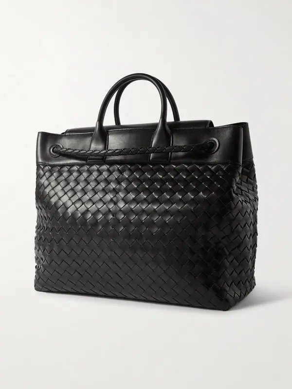 Bottega Veneta Andiamo Large Intrecciato Leather Messenger Bag - Black