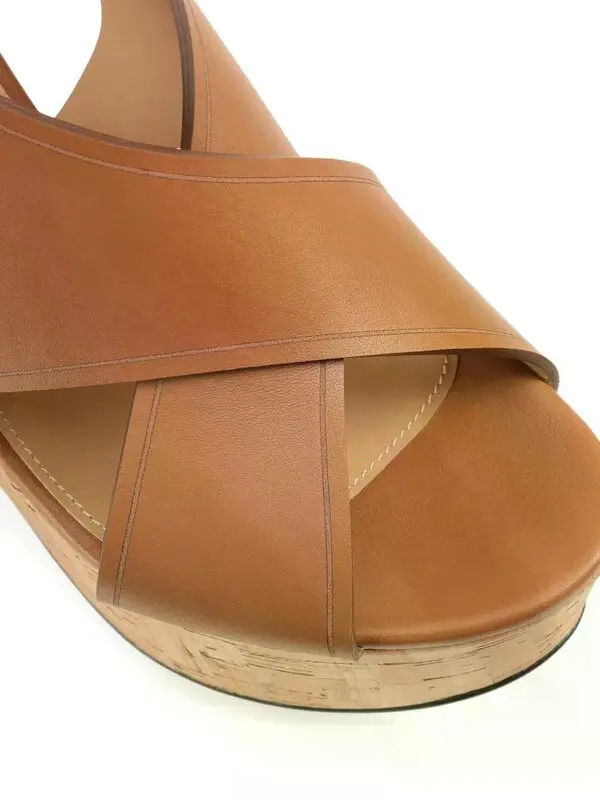 SERGIO ROSSI 75mm Leather Sandals - Brown