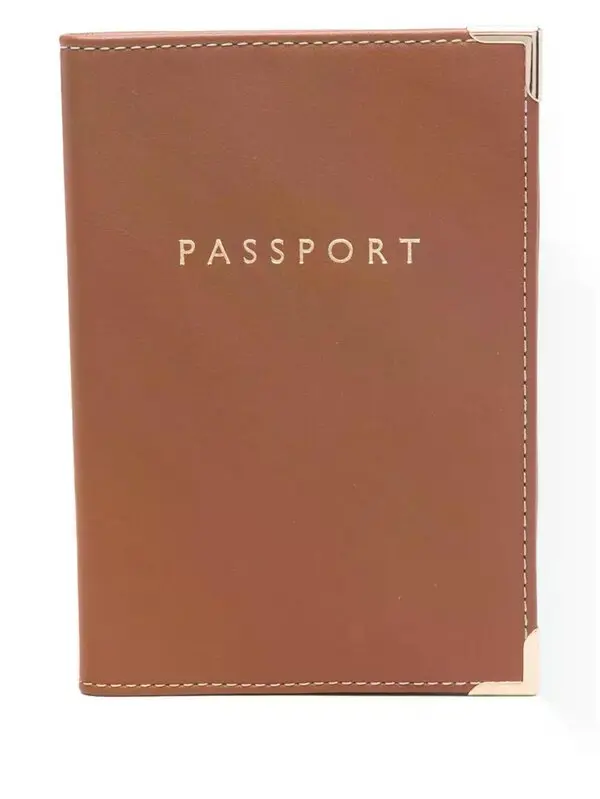 ASPINAL OF LONDON Leather Passport Cover - Brown