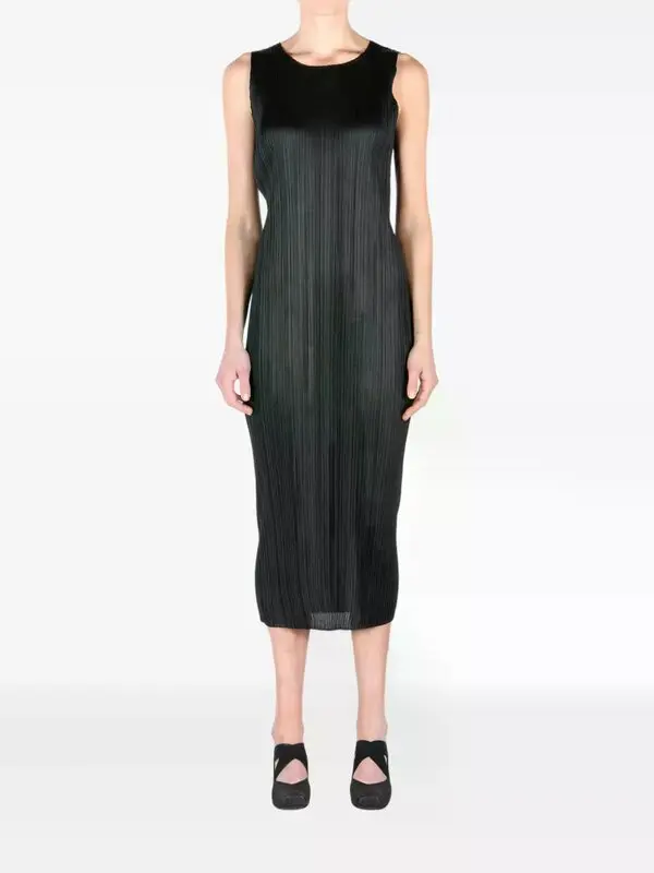 Issey Miyake Fitted Midi Dress - Black