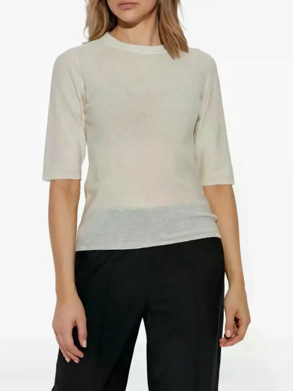 Fabiana Filippi Sequin-detail T-shirt - Neutrals