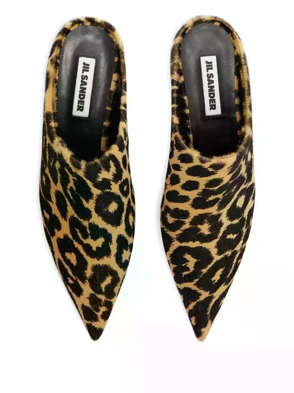 JIL SANDER Leopard-print Mules - Brown
