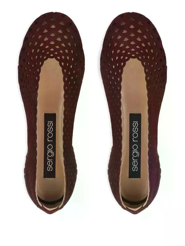 SERGIO ROSSI Leather Ballet Flats - Red