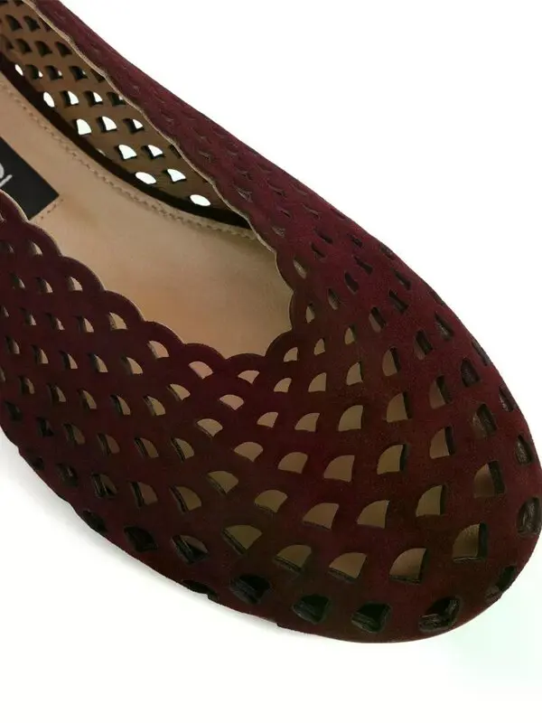 SERGIO ROSSI Leather Ballet Flats - Red