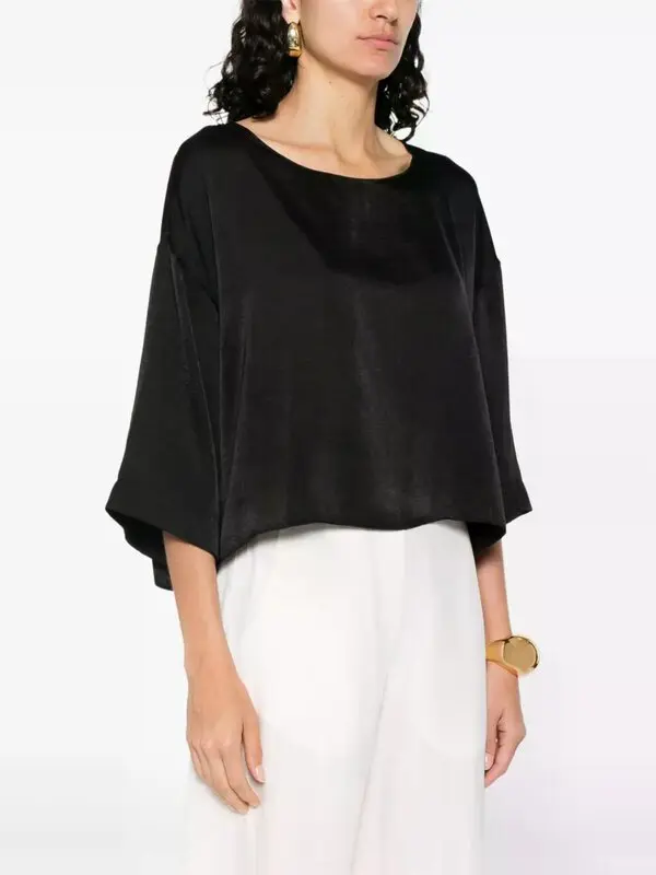 MOUTAKI Satin T-shirt - Black
