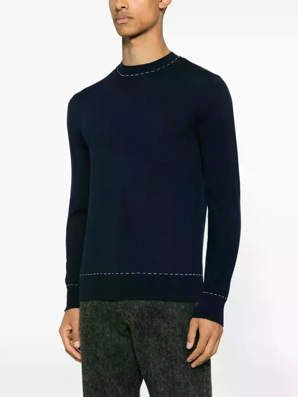 Eleventy Decorative-stitching Sweater - Blue