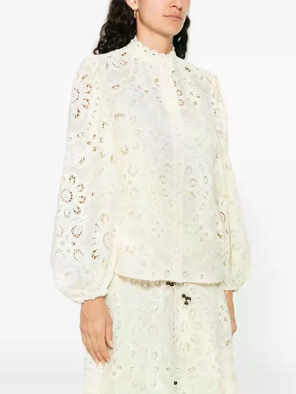 Zimmermann Floral-embroidered Shirt - Neutrals