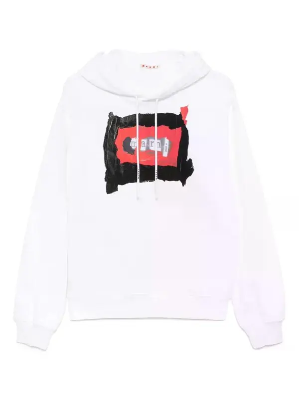 Marni Logo Hoodie - White