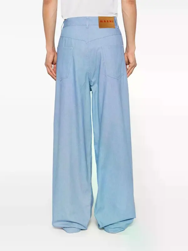 Marni Cotton Wide-leg Trousers - Blue
