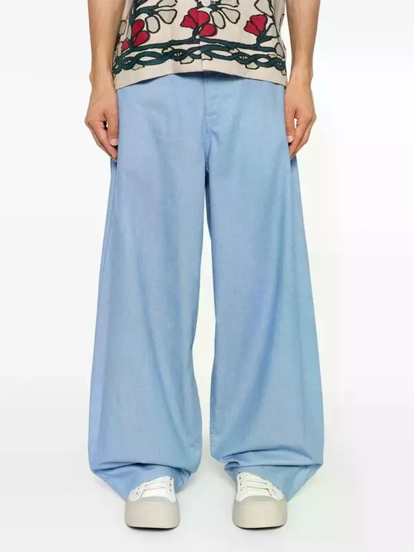 Marni Cotton Wide-leg Trousers - Blue