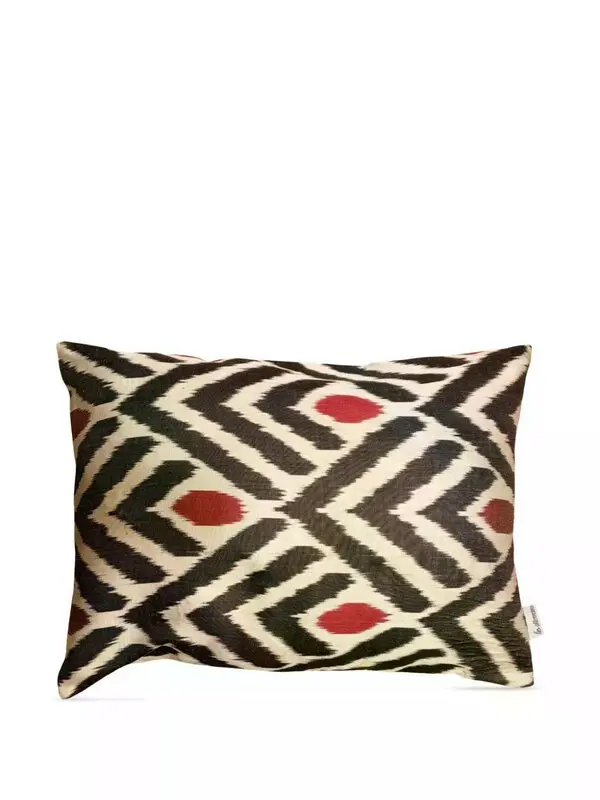 LES-OTTOMANS Ikat-print Silk Cushion - Neutrals