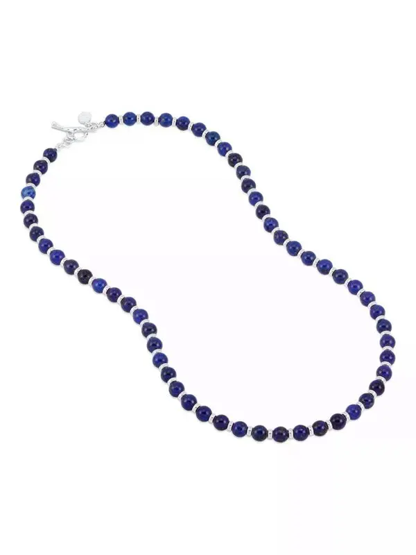 DOWER AND HALL Halo Lapis Lazuli Beaded Necklace - Silver