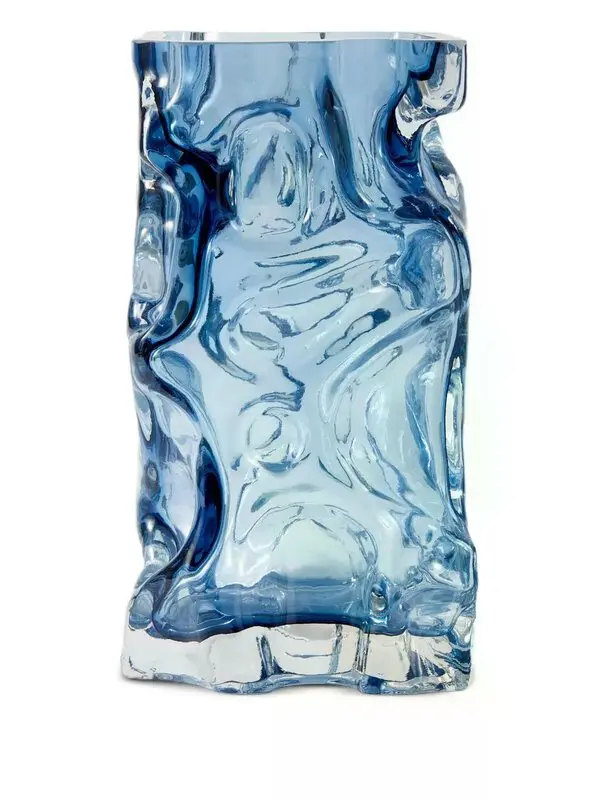 POLSPOTTEN Ice Sculptural Glass Vase - Blue