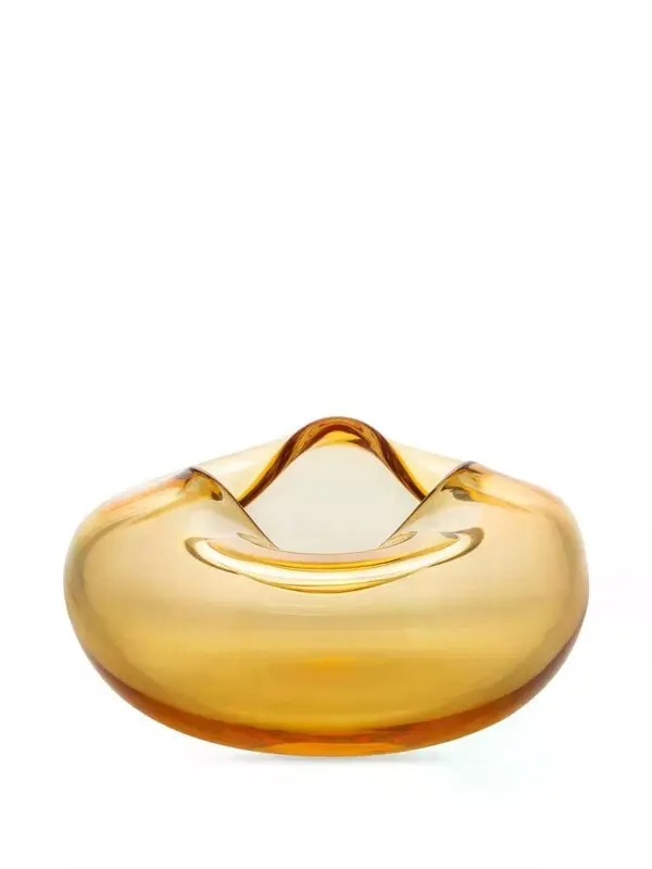 GARDECO Ocean Vidrio Sculptured Glass Vase - Yellow